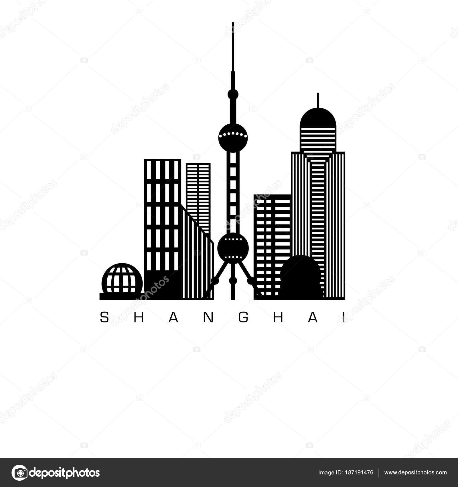 Shanghai Vector City Silhouette Windows Vector Illustration Stock ...