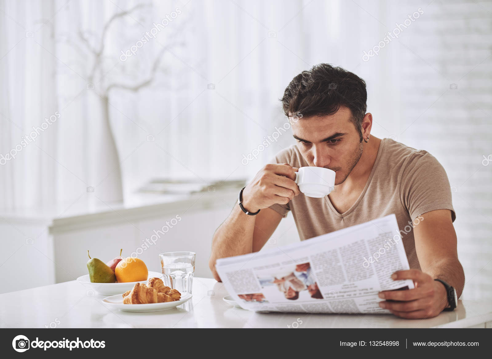 Person Drinking Coffee At Home
