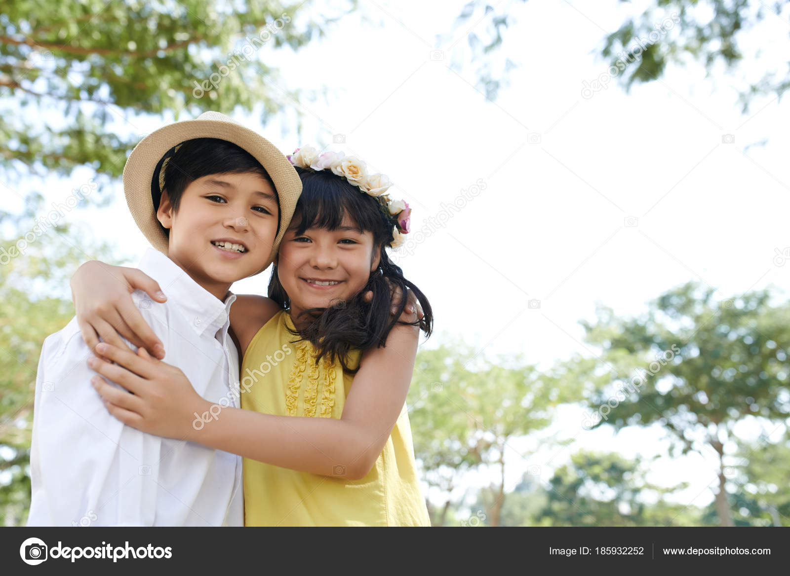 Happy Mixed Race Twins Smiling Looking Camera — Stock Photo ...
