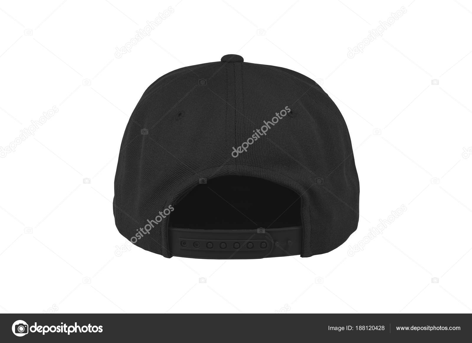 Blank Flat Snap Back Hat Black Back View White Background Stock Photo ...