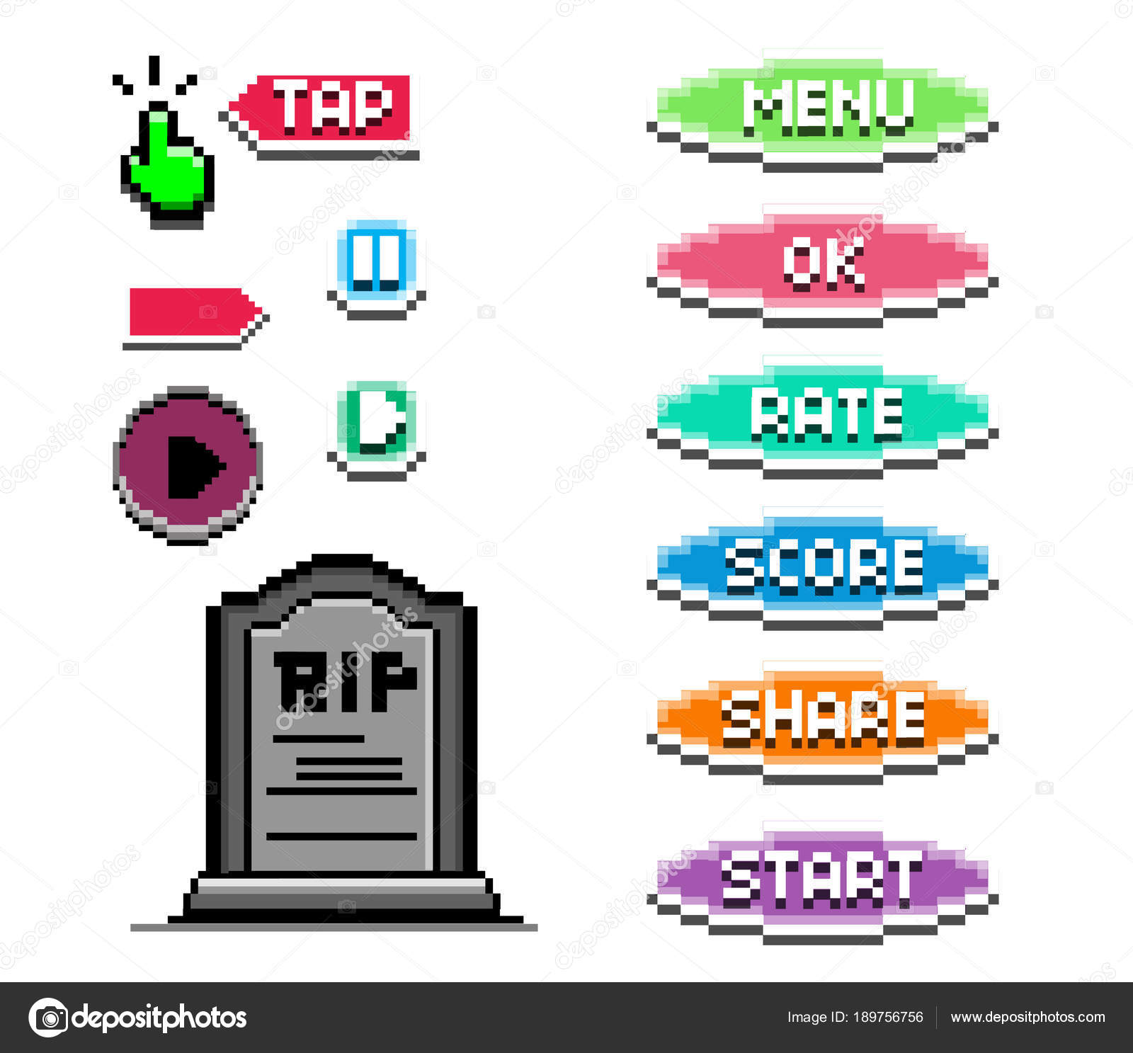 Pixel art buttons vector set on white background Stock Vector by ©ira ...