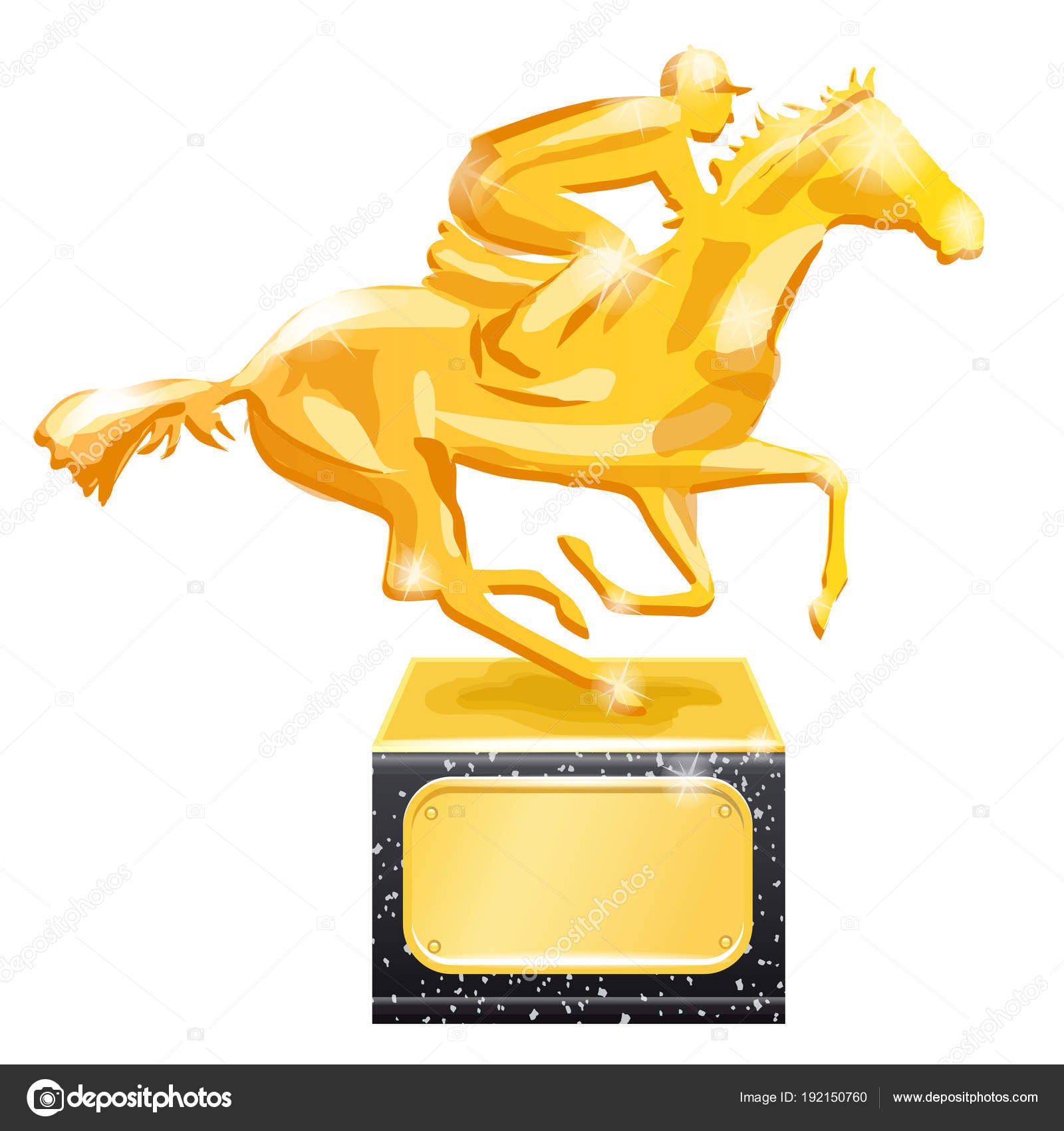 Golden trophy. Horse racing. Vector illustration, isolated on white ...