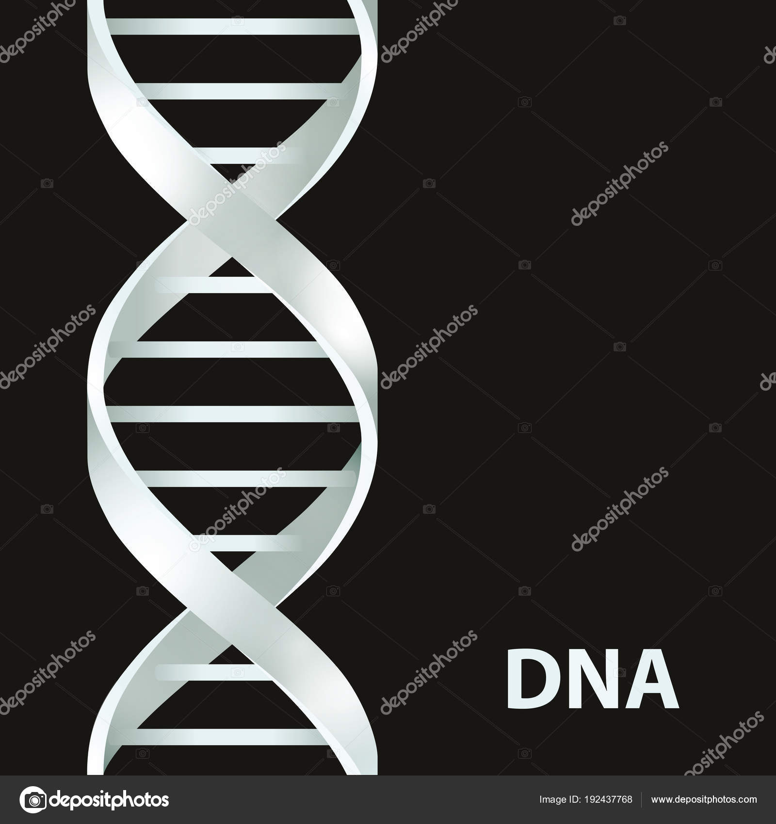 Silver Dna Dna. 3d stile, vector illustration, isolated on black ...
