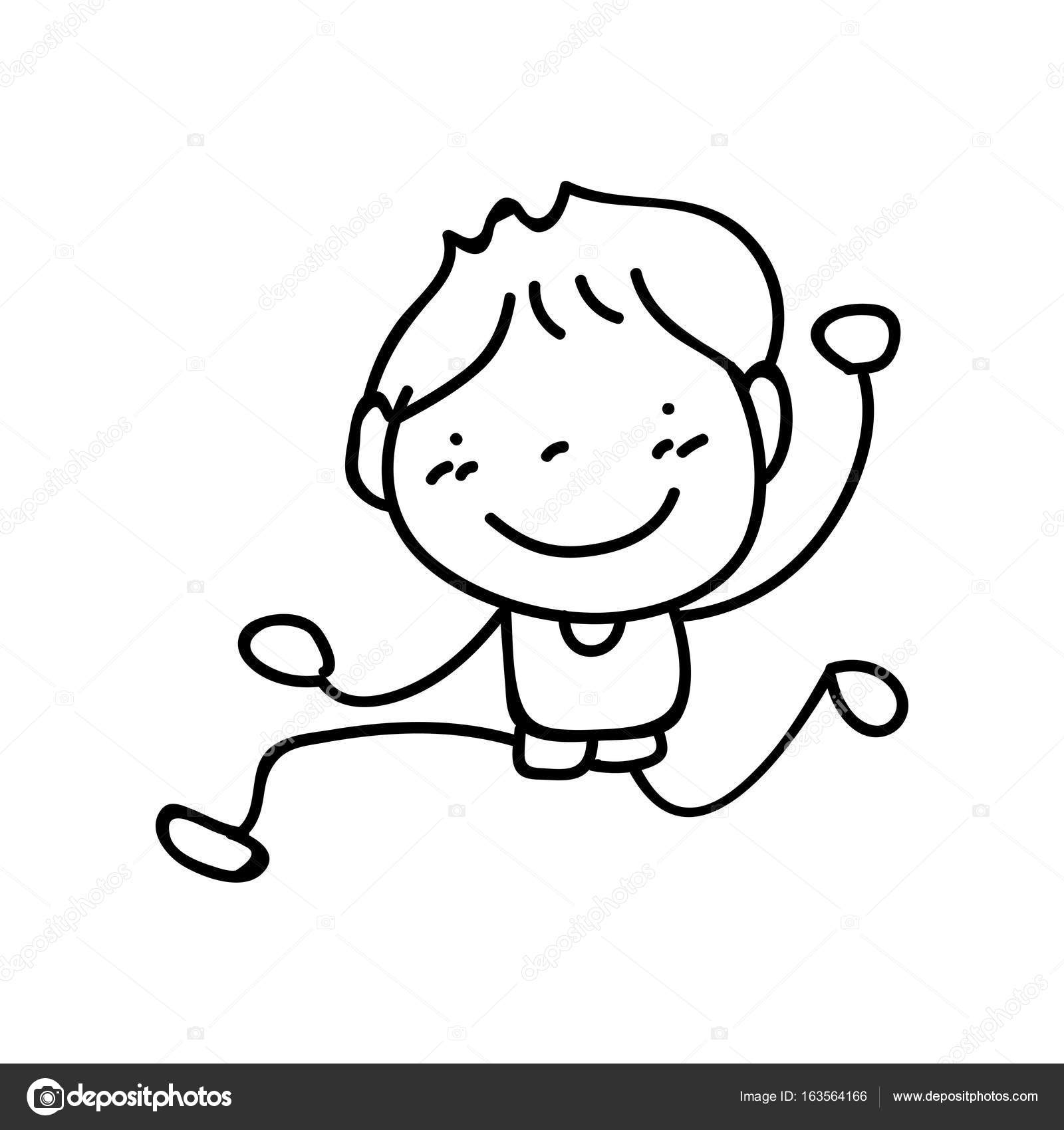 Hand drawing abstract happy cute boys line art Stock Vector Image by ...