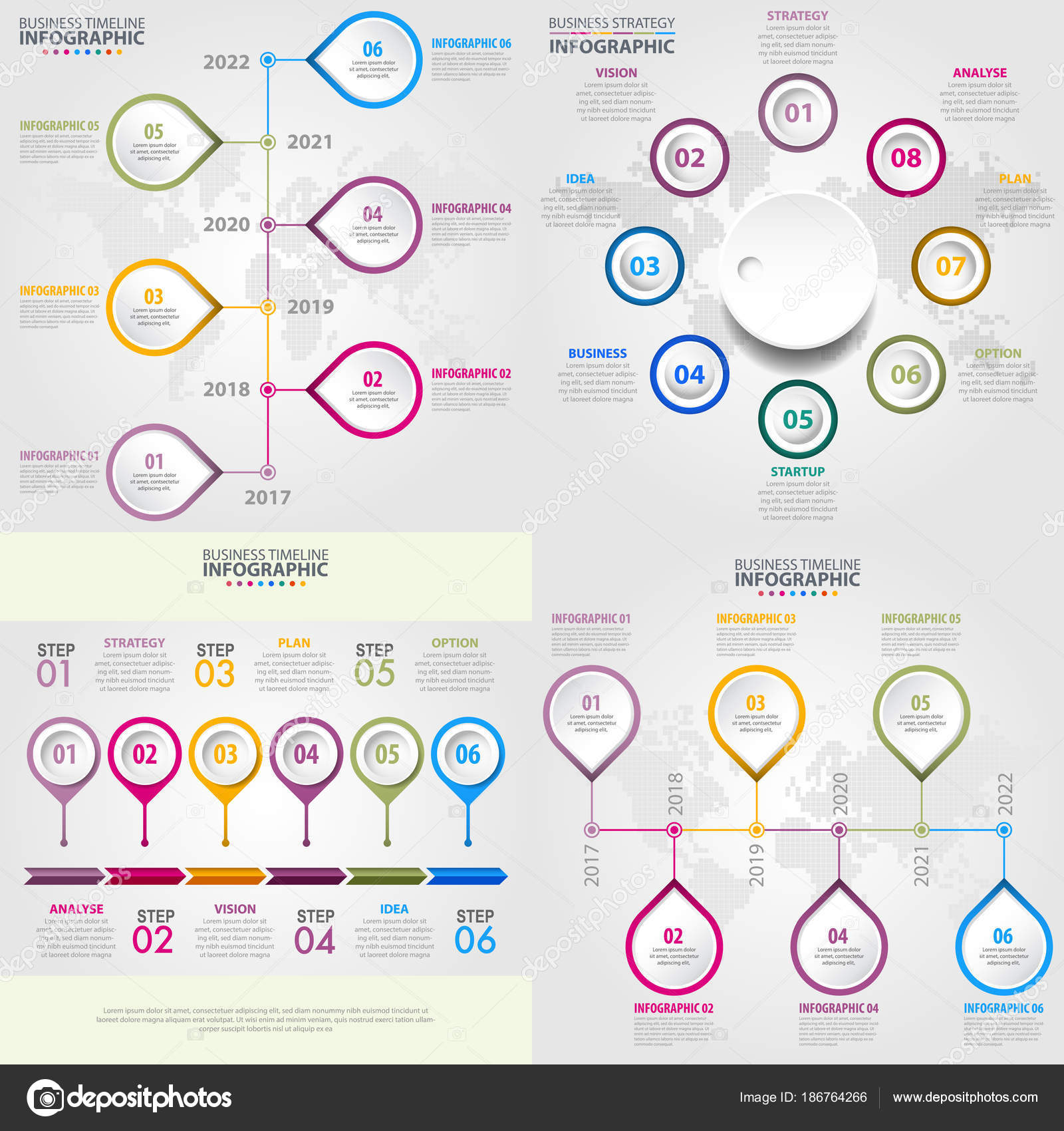 Business timeline strategy infographics design template set Vect Stock ...