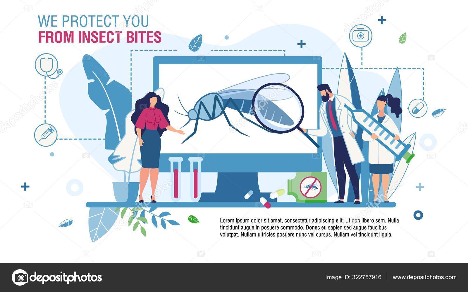 Service Offers Means for Insects Bites Protection Stock Illustration by ...