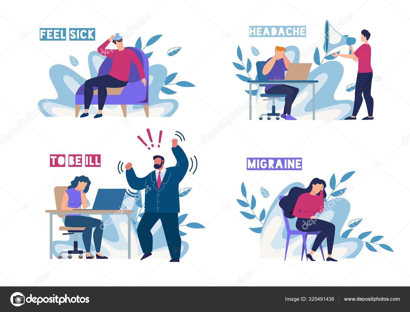 Sick Person At Work Cartoon