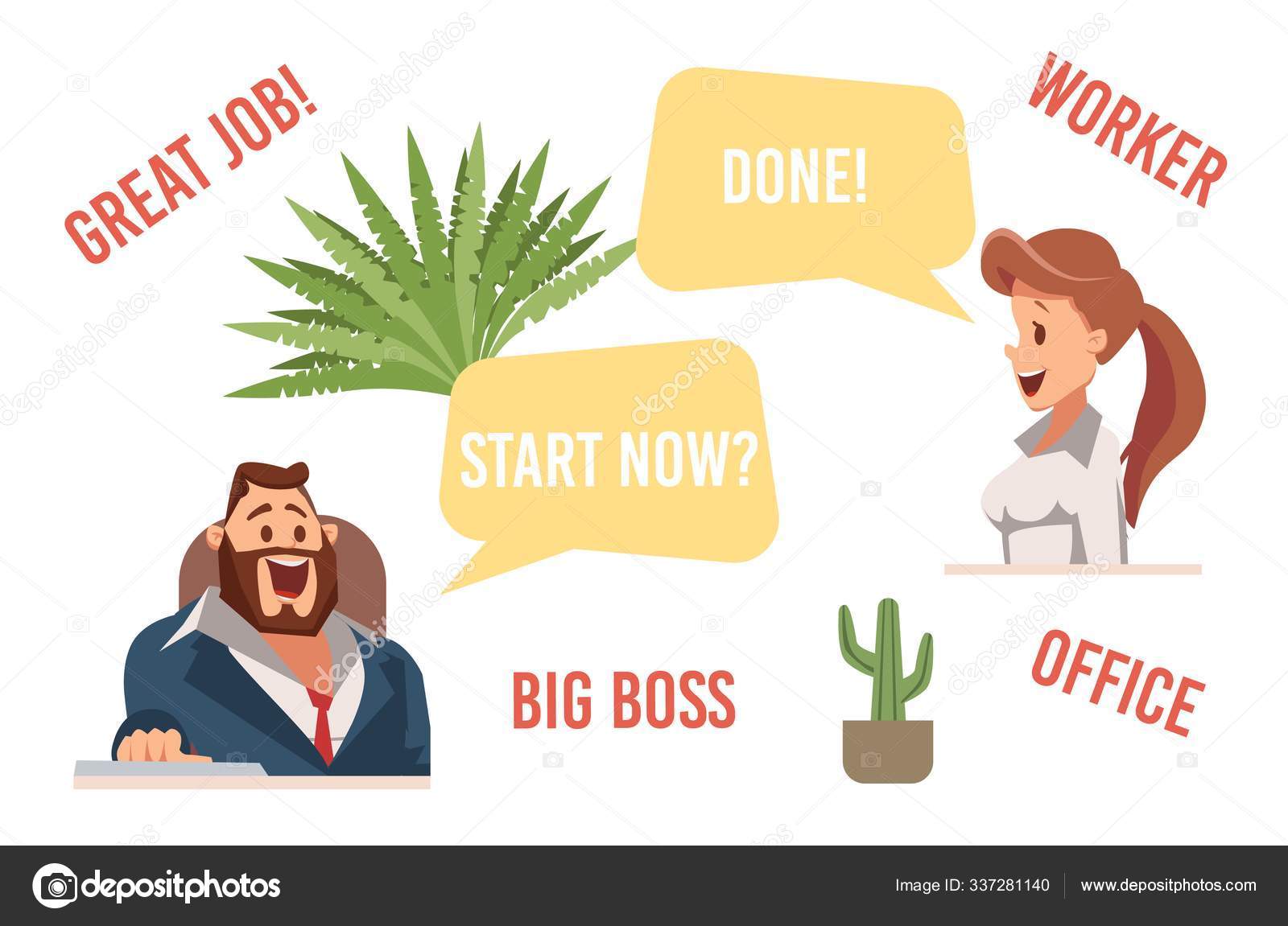 Office Workers Communication Flat Vector Banner Stock Vector Image by ...