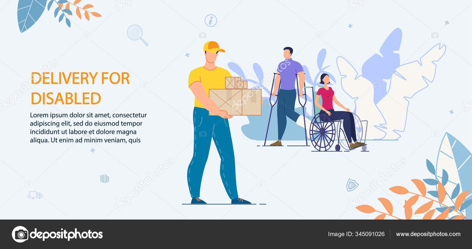 Delivery and Fast Shipping for Disabled People Stock Vector by ...