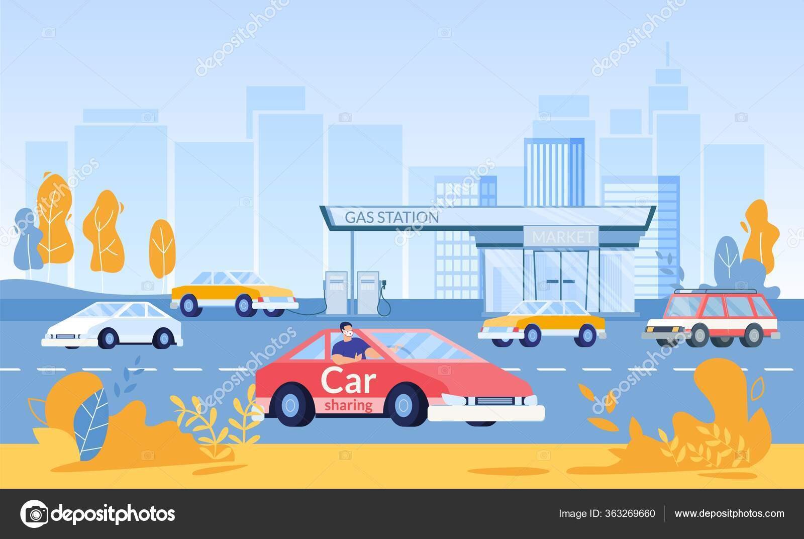Vehicle Refueling and Maintenance on Quarantine Stock Vector Image by ...