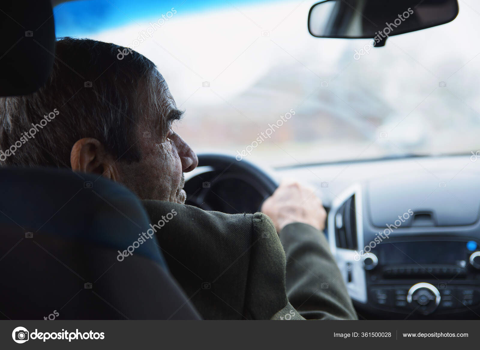 Elderly Man Driving Car Grandfather Driving Car Solid Man Driving ...