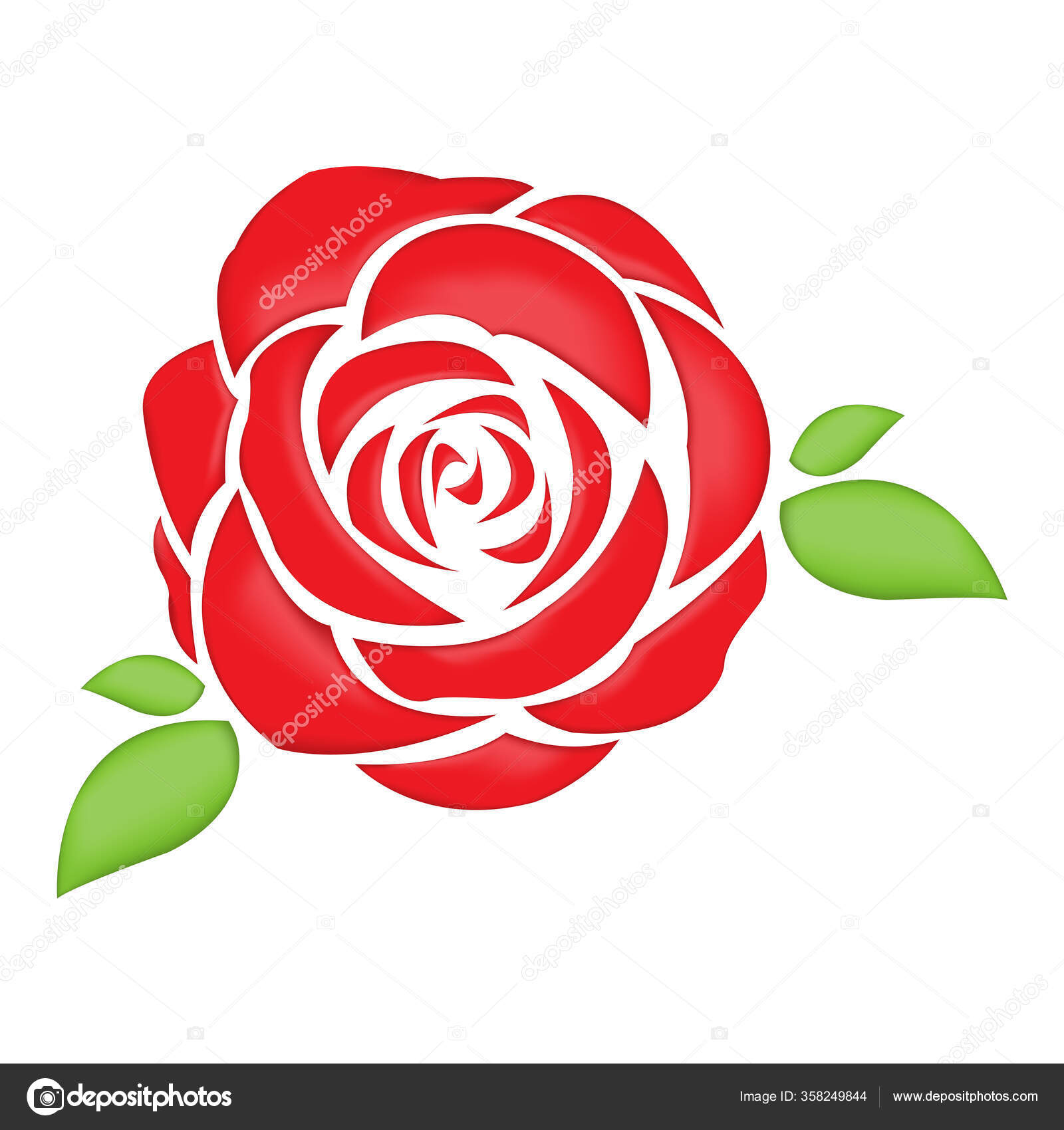 Rose Leaves Isolated White Background Stock Vector By ©kateen2528 358249844