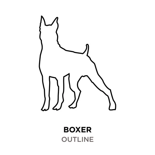 Boxer dog outline on white background, vector illustration — Stock ...