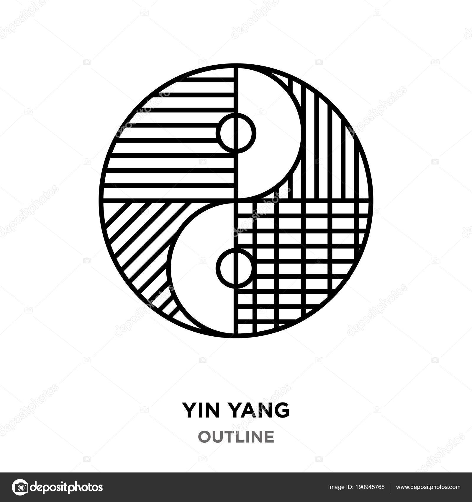 Yin yang outline on white background, divided to 4 sections Stock ...