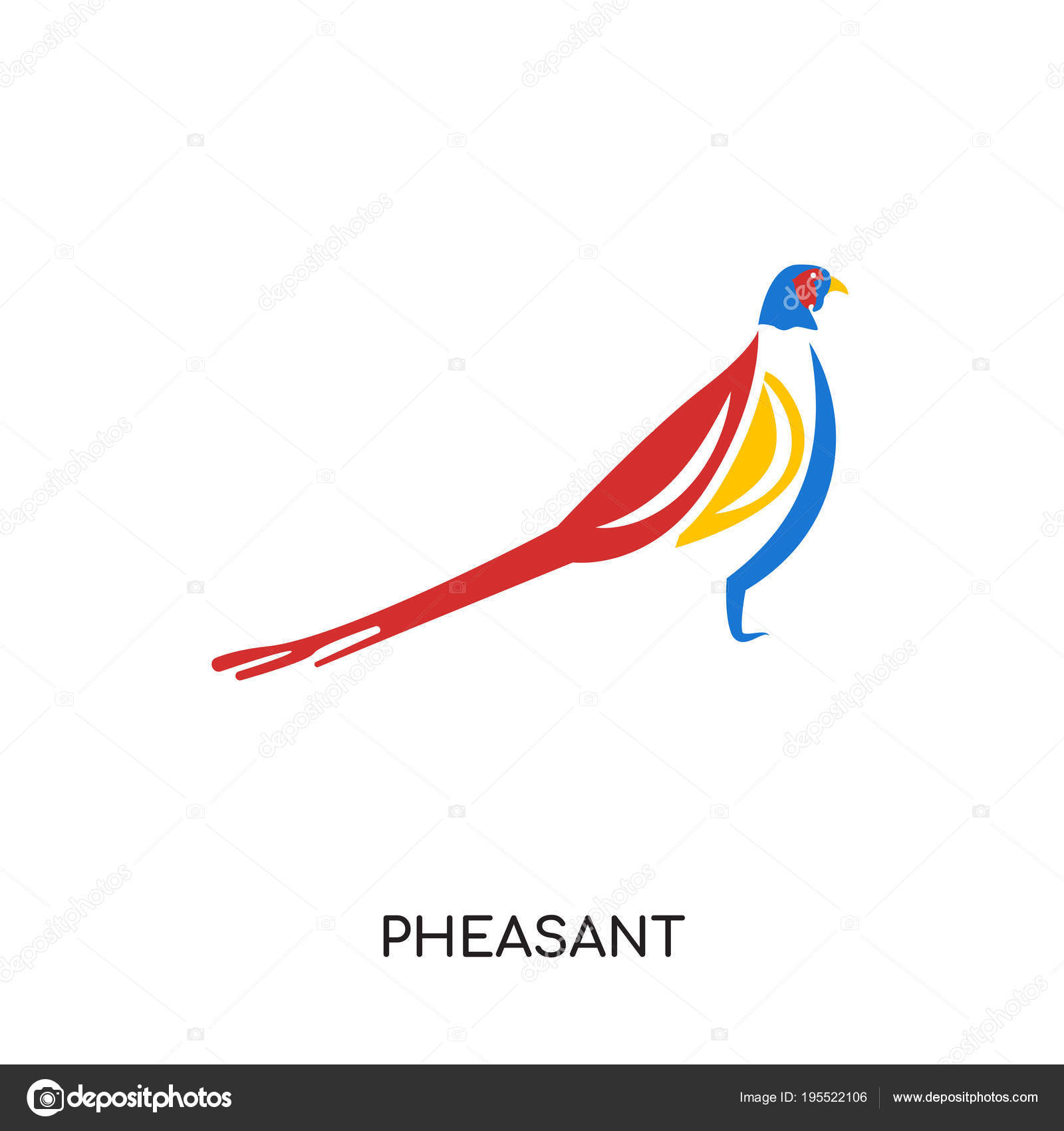Pheasant logo isolated on white background , colorful vector ico Stock ...