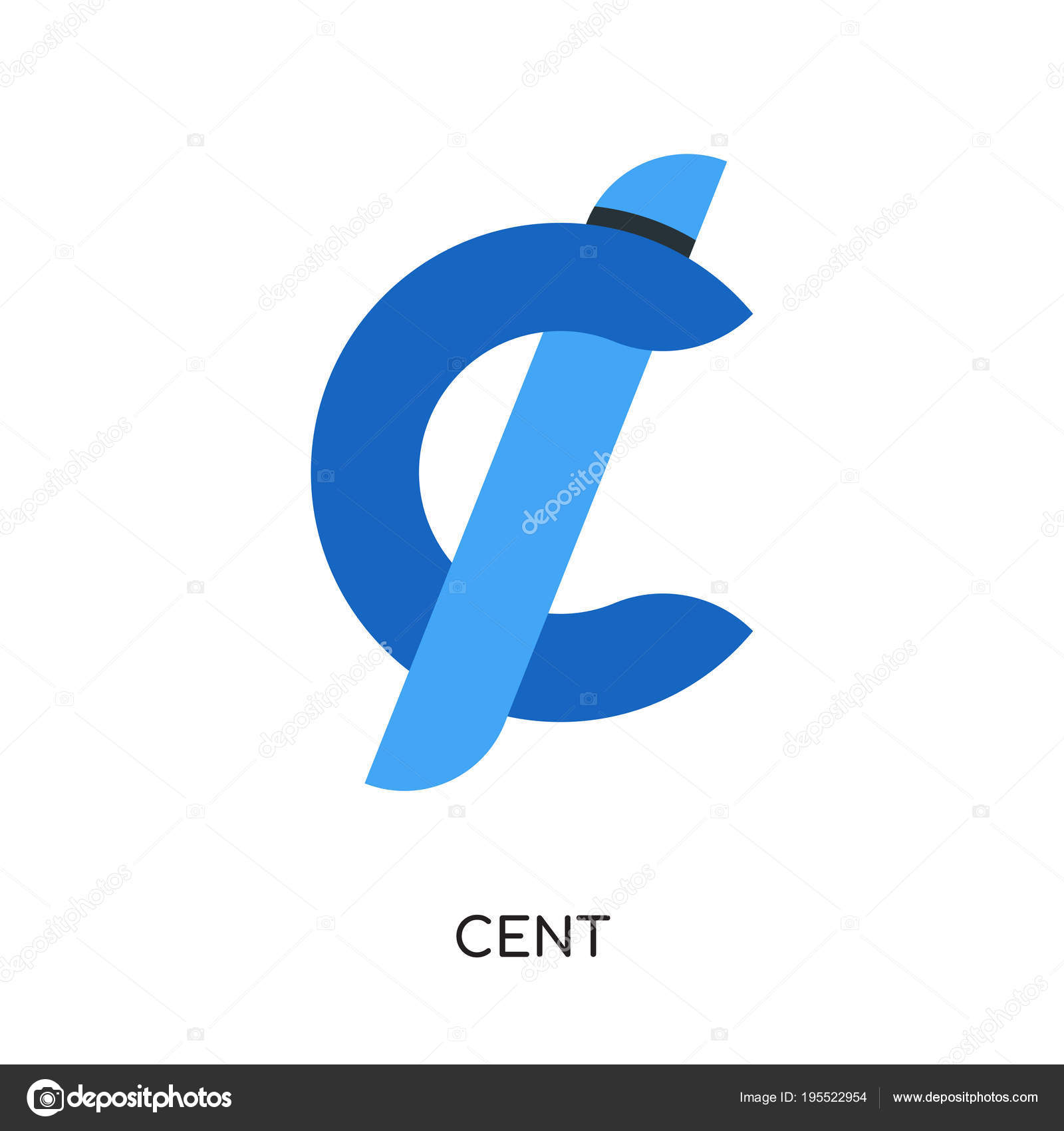 Cent logo isolated on white background , colorful vector icon, b Stock ...