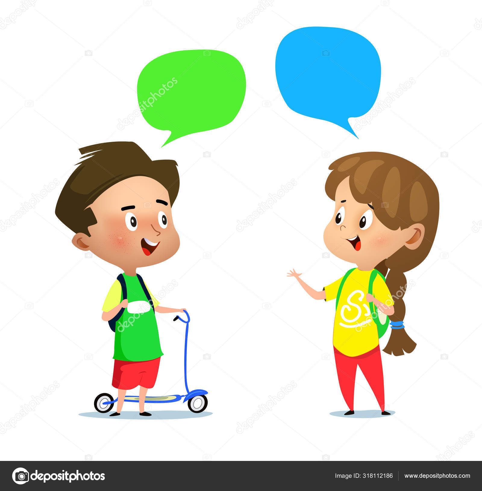 Tegneserie Jente Og Gutt Snakker