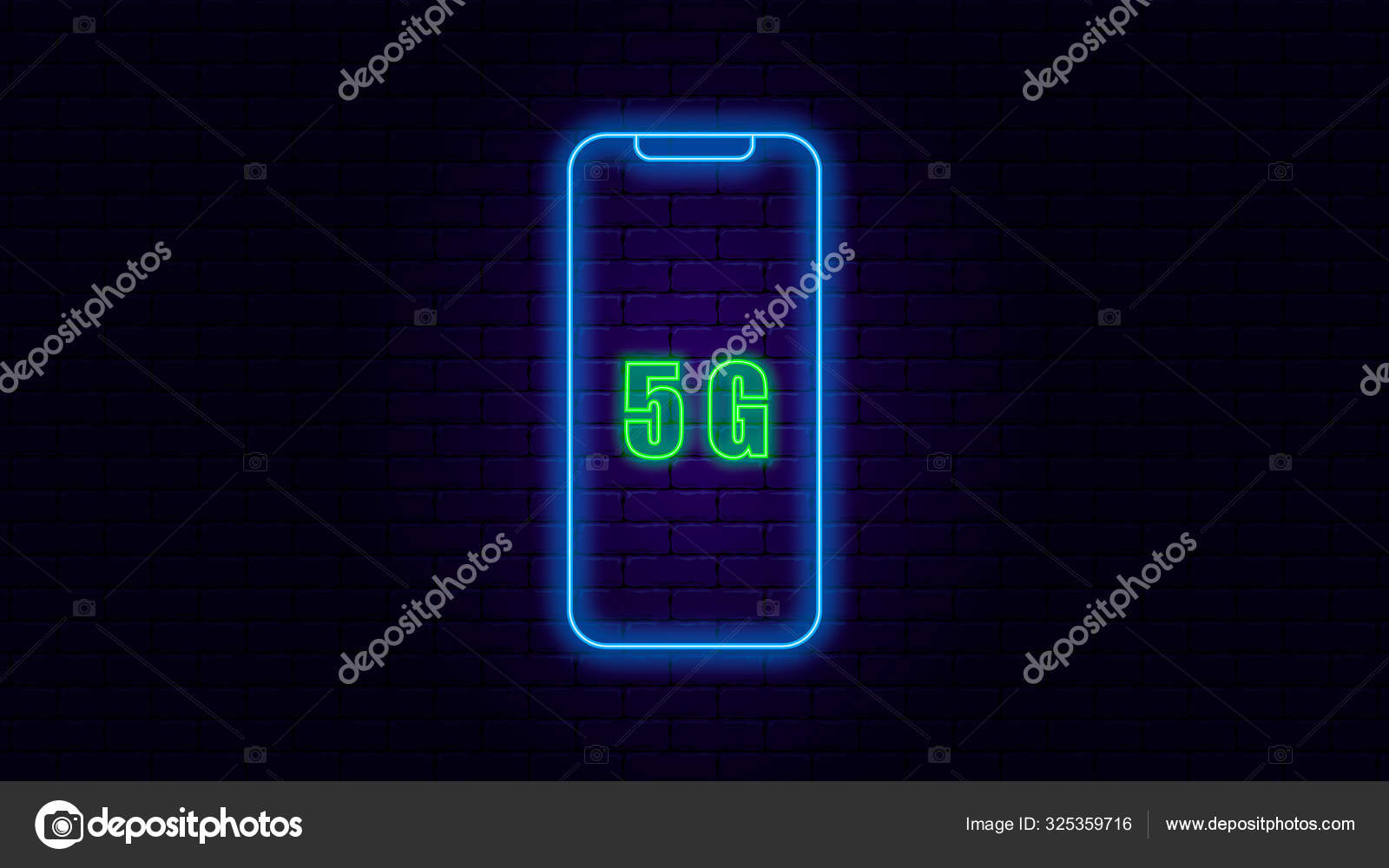 Icono Del Teléfono Neón Teléfono Azul Neón Sobre Fondo Pared Vector de ...