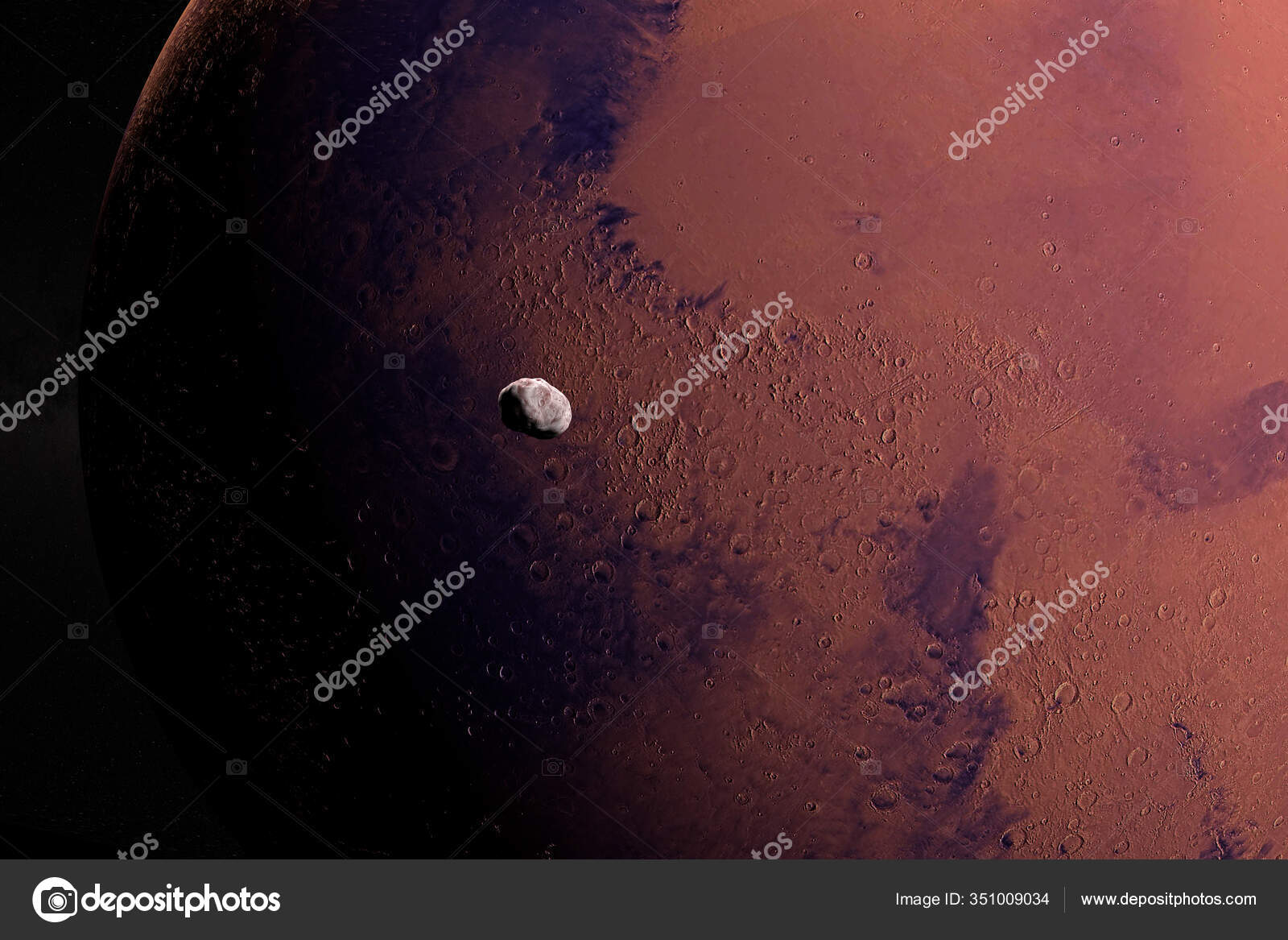 Satellite Phobos Orbiting Mars Planet Render — Stock Photo © ianm36 ...