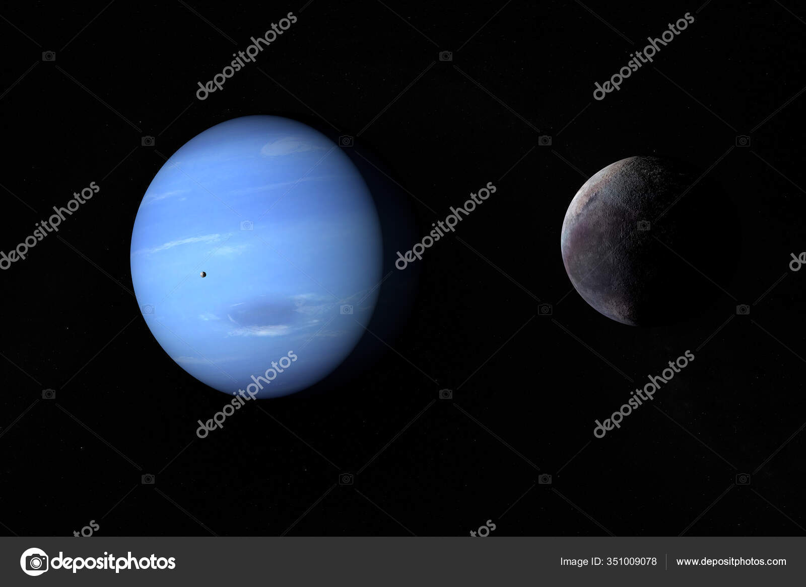 Triton Proteus Orbiting Neptune Planet Render Stock Photo by ©ianm36 ...