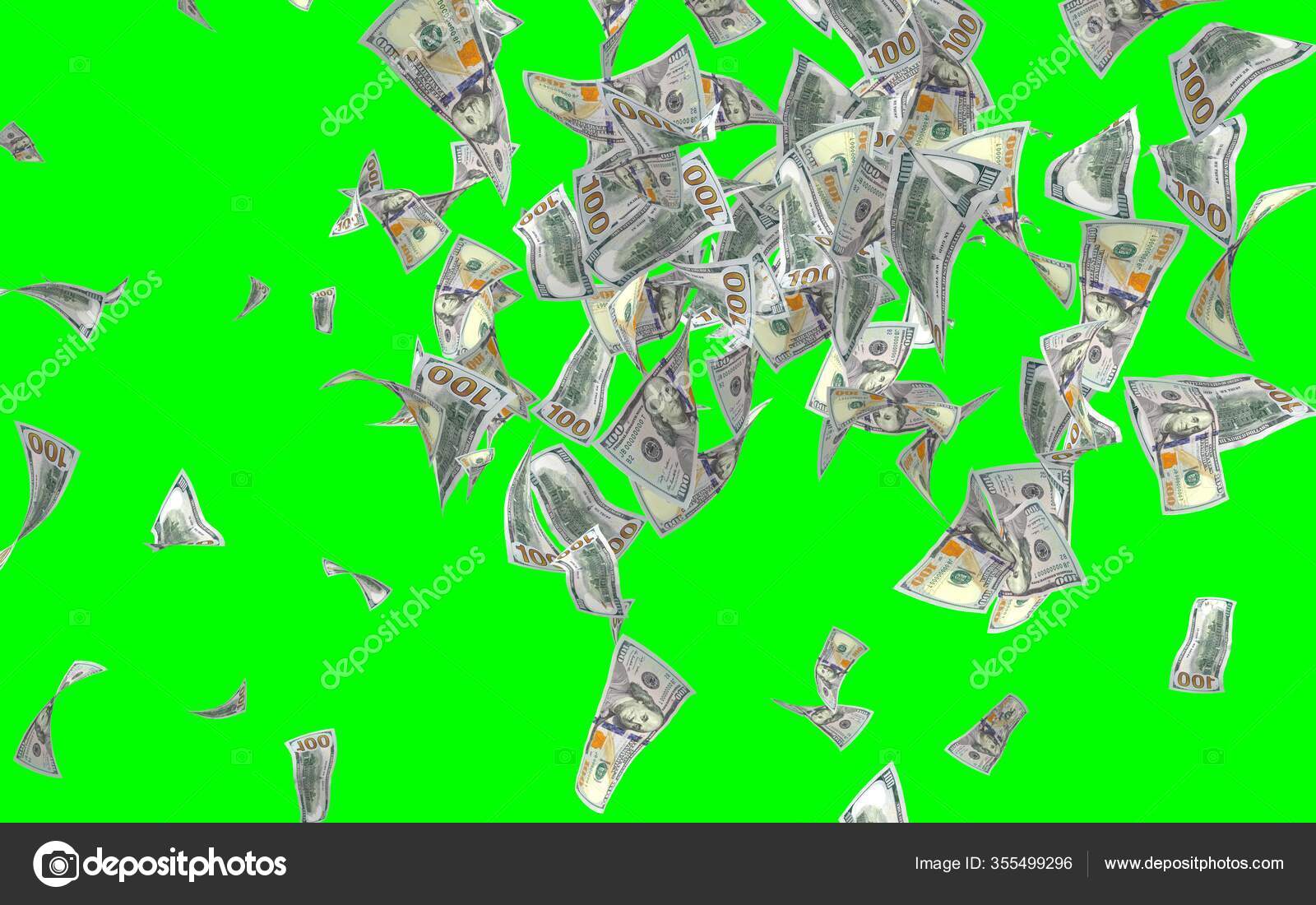 Flying Dollars Banknotes Isolated Chromakey Money Flying Air 100 ...