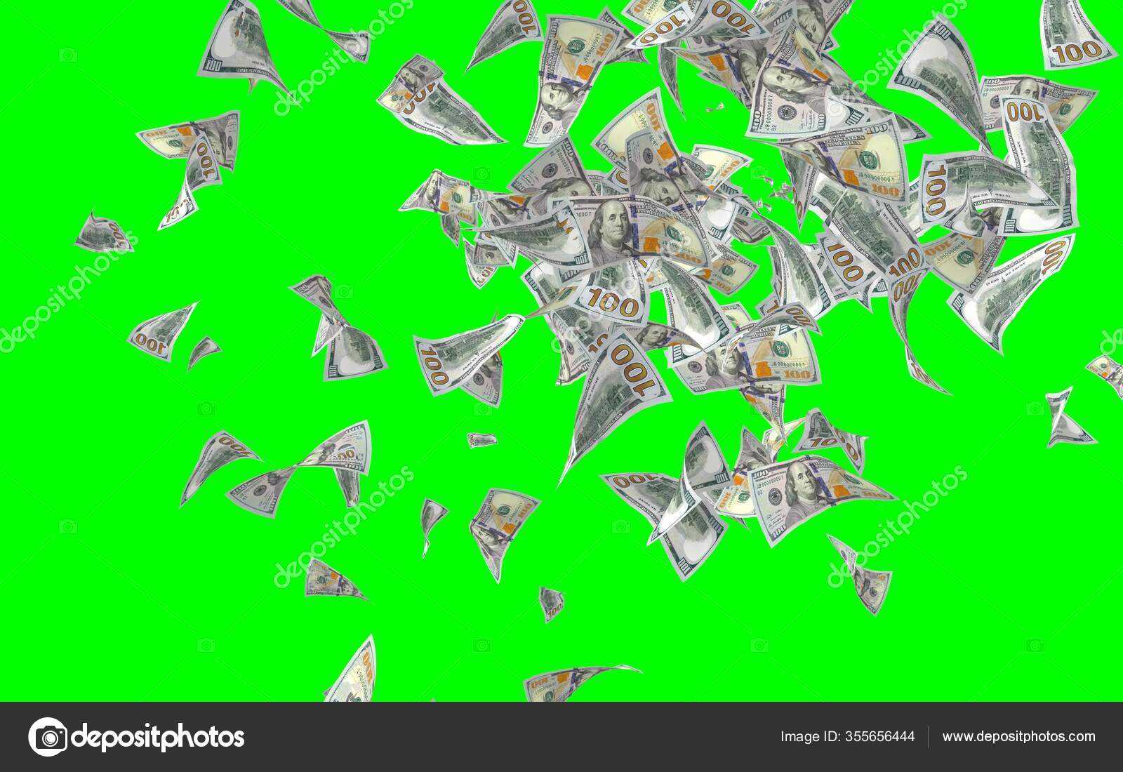 Flying Dollars Banknotes Isolated Chromakey Money Flying Air 100 ...