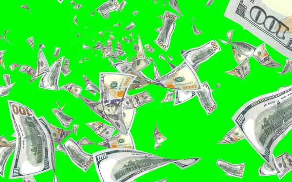 Flying dollars banknotes isolated on chromakey. Money is flying in the ...