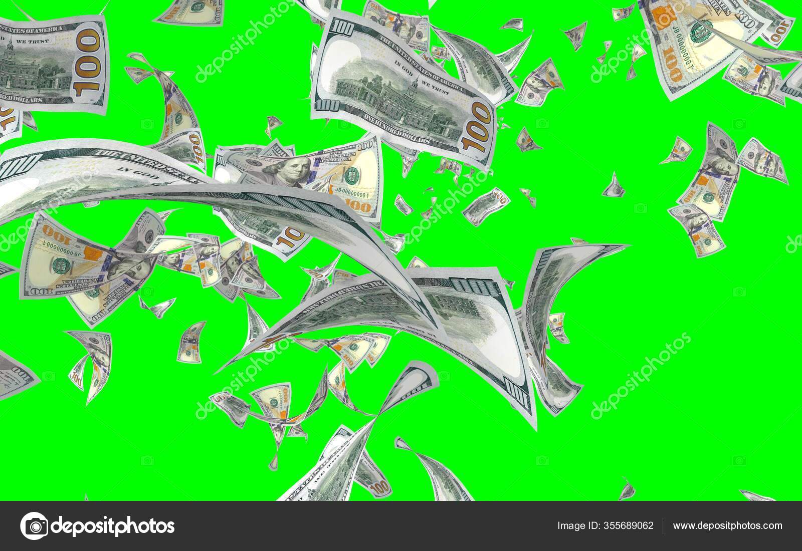 Flying Dollars Banknotes Isolated Chromakey Money Flying Air 100 ...