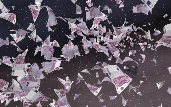 Flying euro banknotes on a outer space starry background. Money flying ...