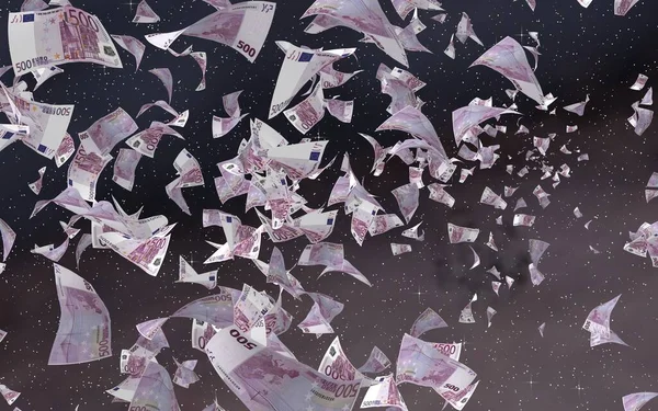 Flying euro banknotes on a outer space starry background. Money flying ...