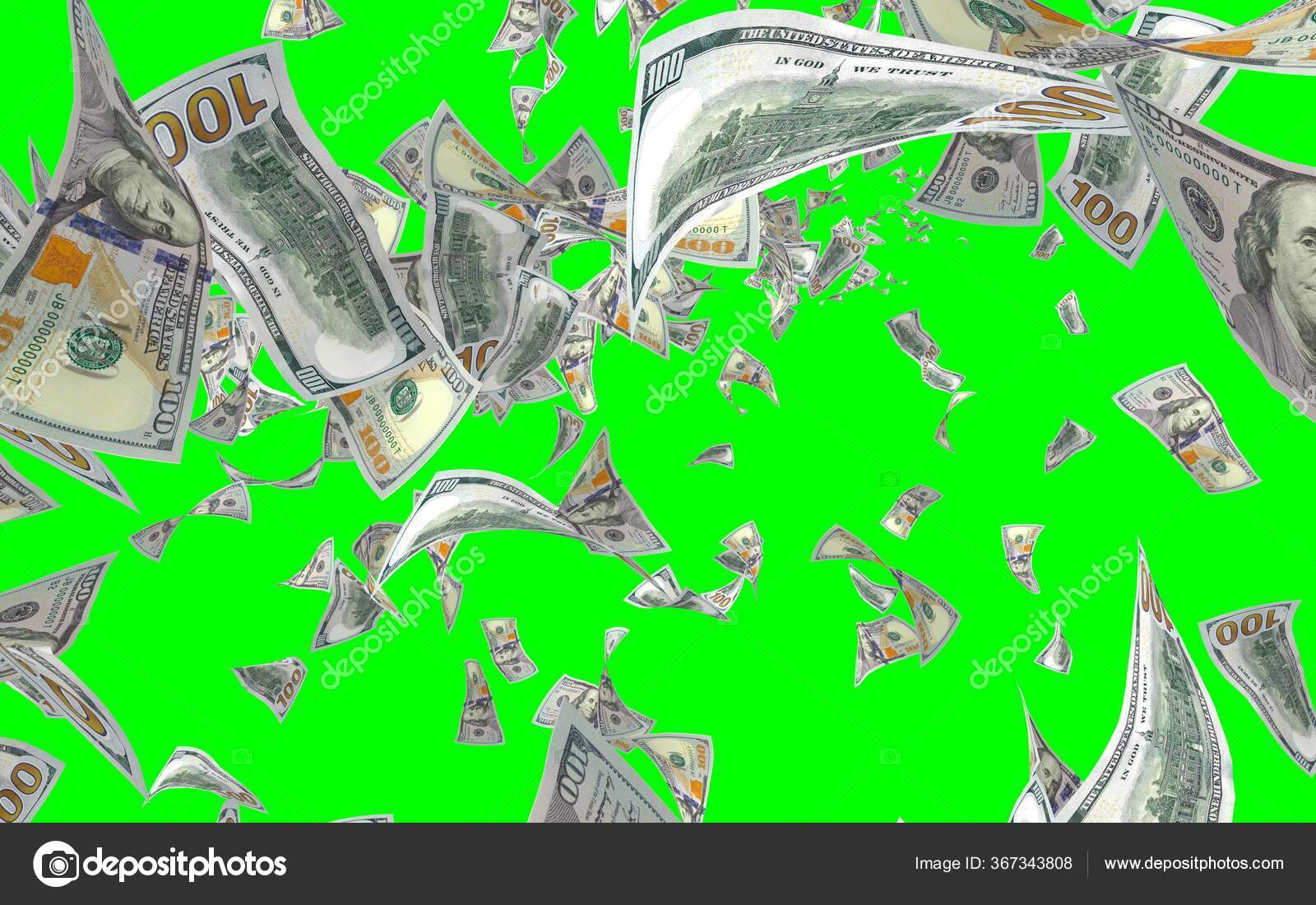 Flying Dollars Banknotes Isolated Chromakey Money Flying Air 100 ...