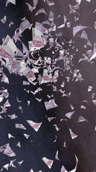 Flying euro banknotes on a outer space starry background. Money flying ...