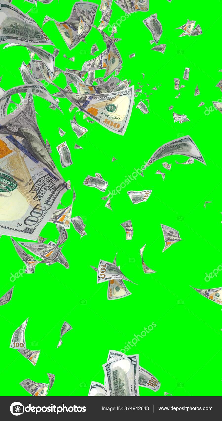 Flying Dollars Banknotes Isolated Chromakey Money Flying Air 100 ...