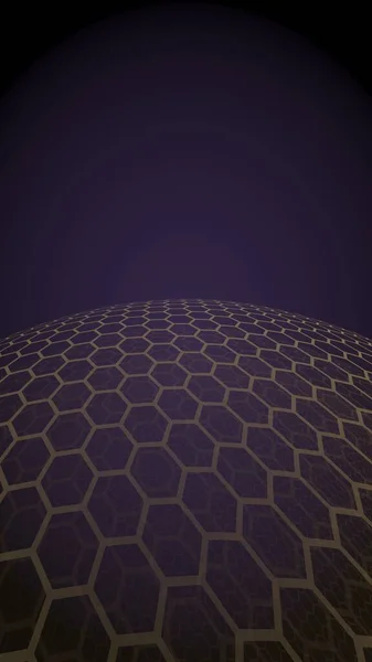 Multilayer sphere of honeycombs, purple on a dark background, social ...