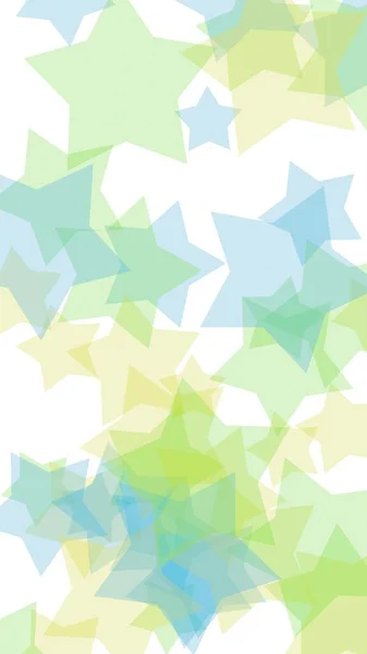 Multicolored translucent stars on a white background. Green tones. 3D ...