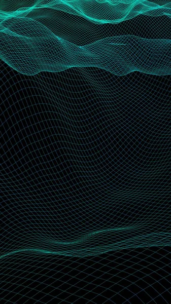 Abstract landscape background. Cyberspace green grid. hi tech network ...