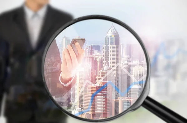 Examining business with magnifying glass - Stock Image - Everypixel