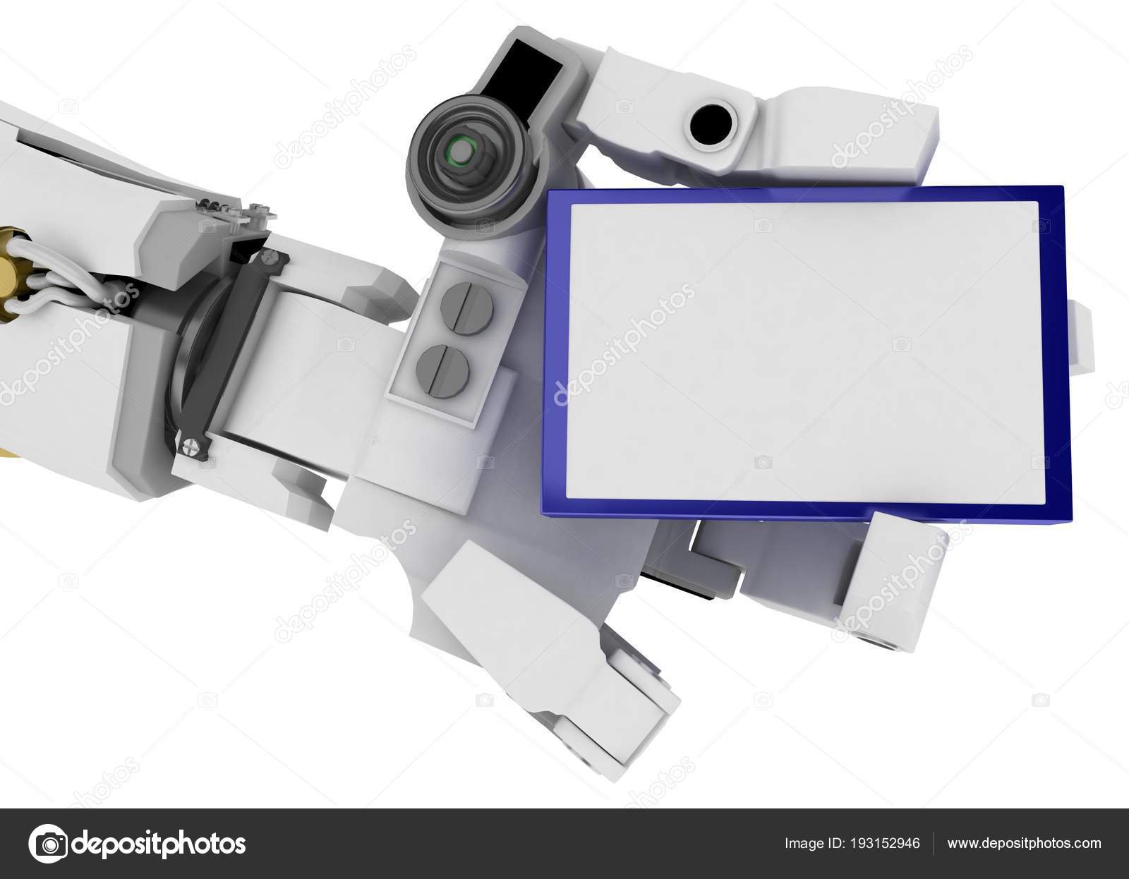 Slim Robot Arm, Blue Sign — Stock Photo © higyou #193152946