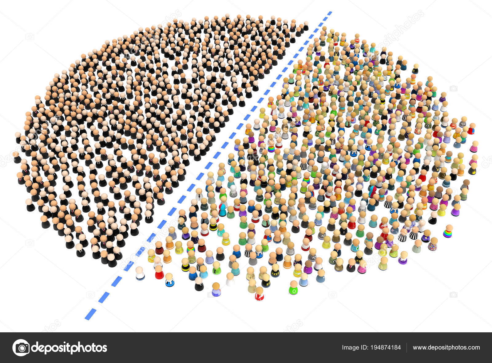 Cartoon Crowd, Halved — Stock Photo © higyou #194874184