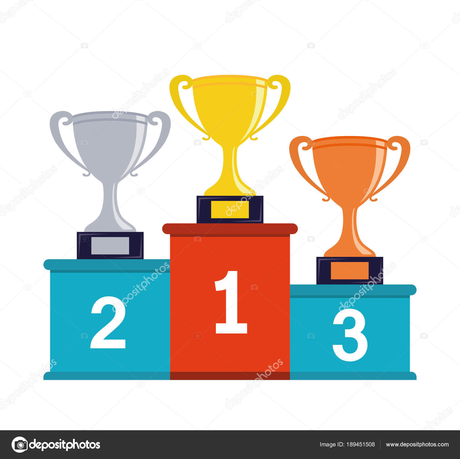 Ganadores podio con copas de trofeo Vector de stock #189451508 de ...