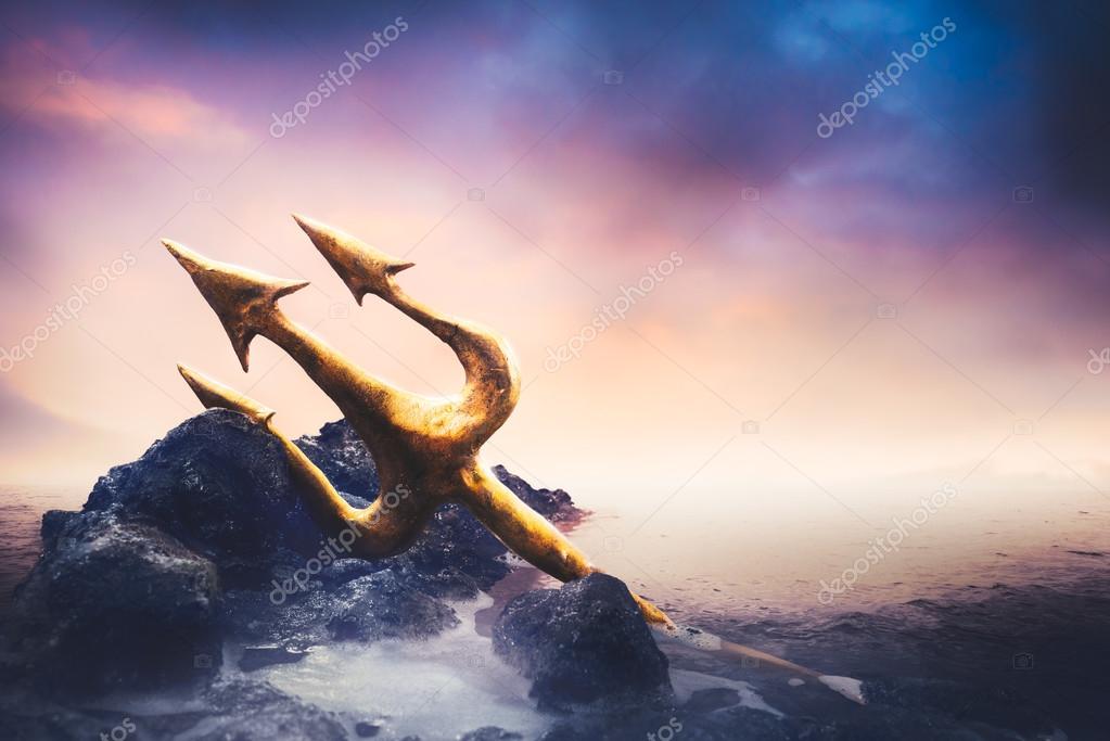 Poseidon's trident at sea — Stock Photo © fergregory #126948260