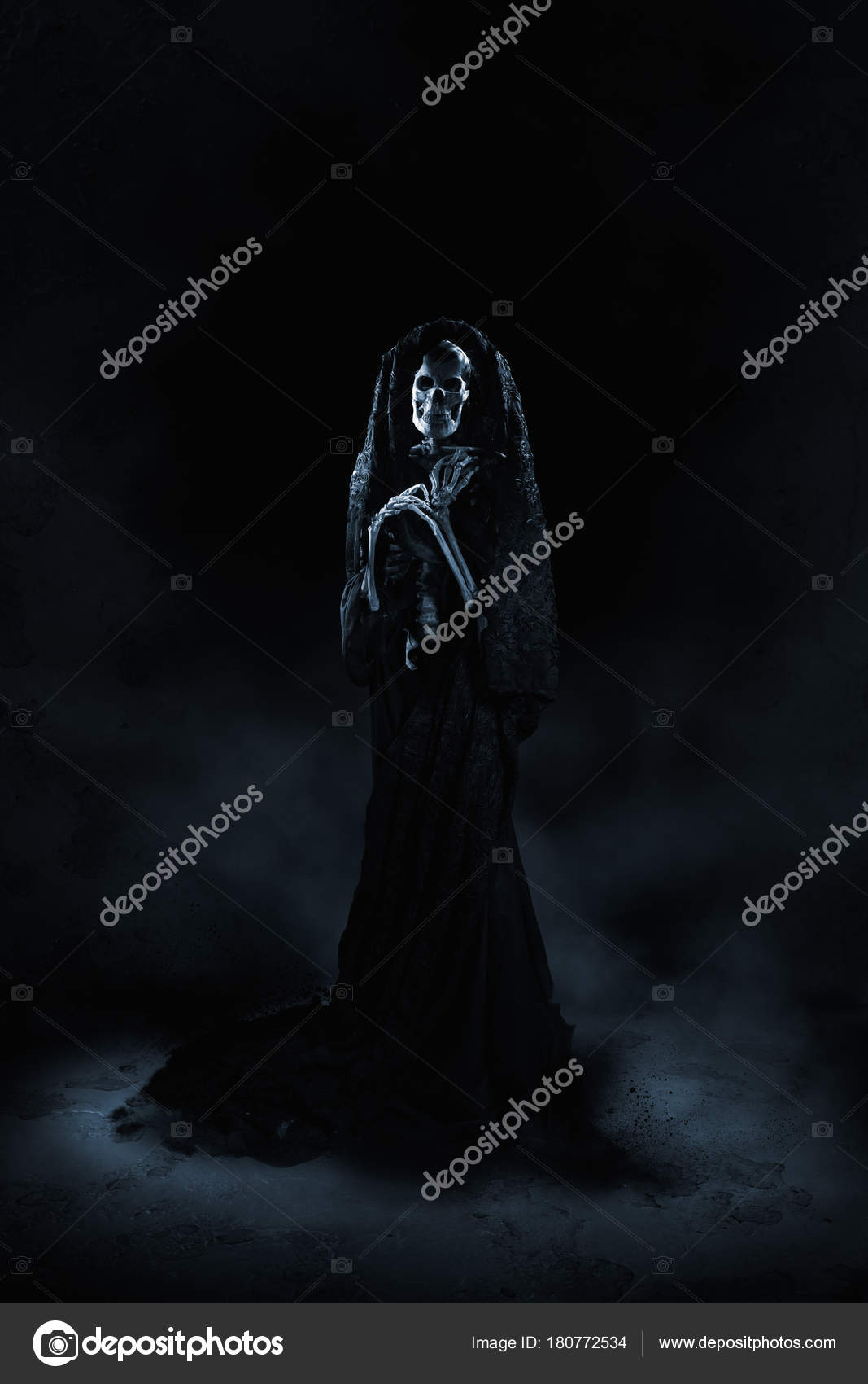 Sary ghost with fog on black Stock Photo by ©fergregory 180772534
