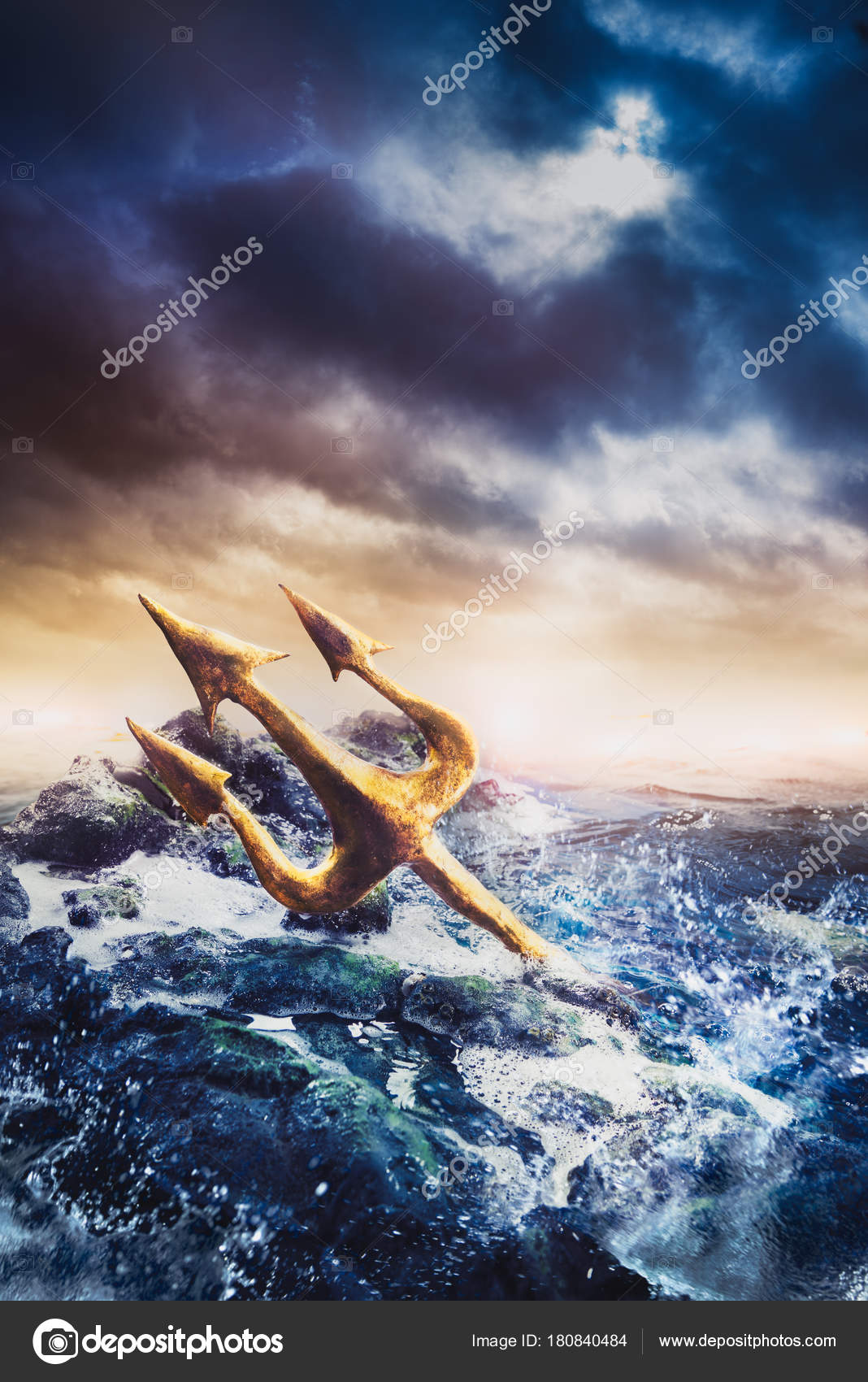 High contrast image of Poseidons trident at sea Stock Photo by ...