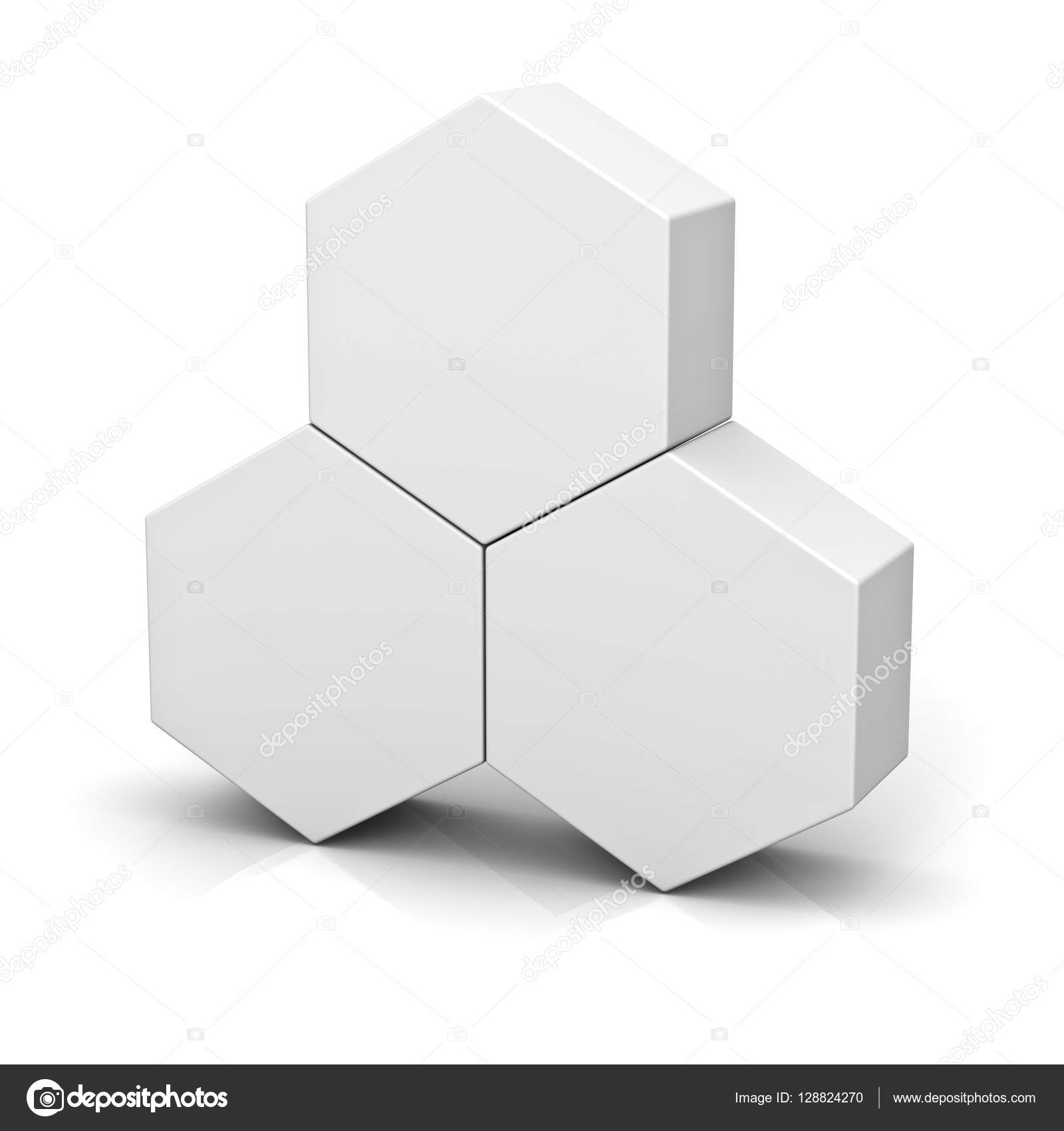 Blank hexagon signboard boxes on white background abstract concept with ...