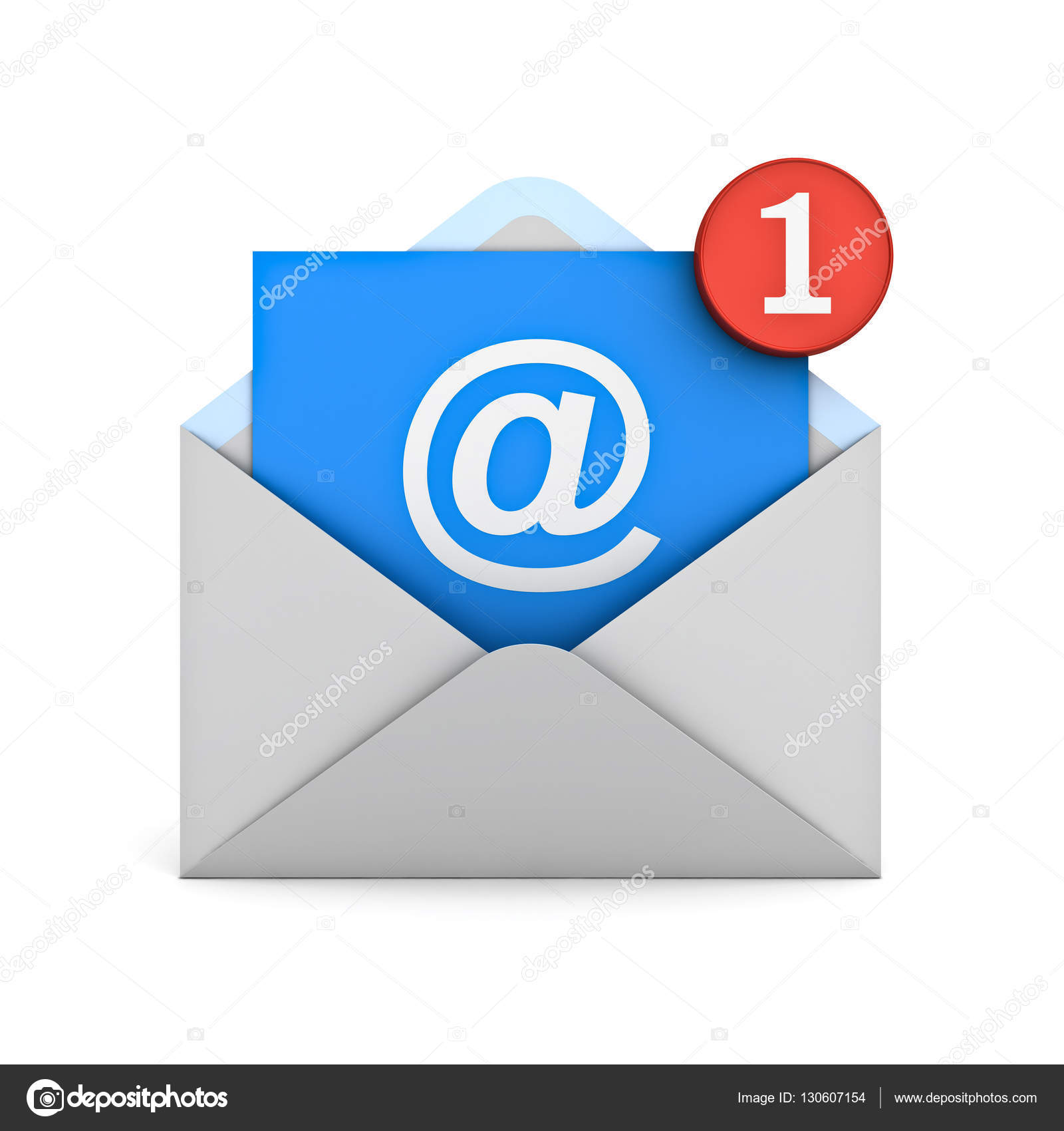 E mail notification one new email message in the inbox concept isolated ...