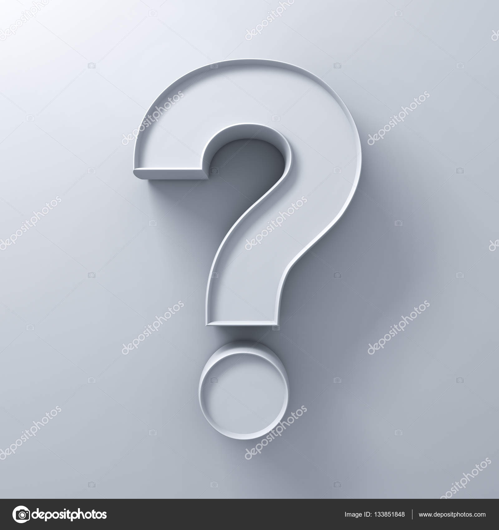 Signo de interrogación blanco sobre fondo de pared blanco abstracto con ...