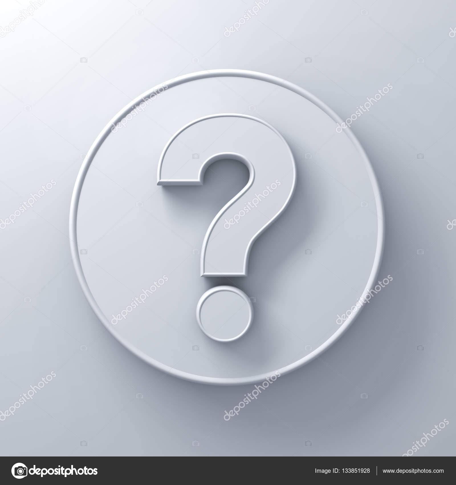 White question mark on white round signboard background abstract with ...