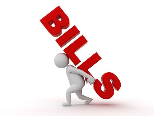 3d man carrying big red word problem on his back isolated on white ...