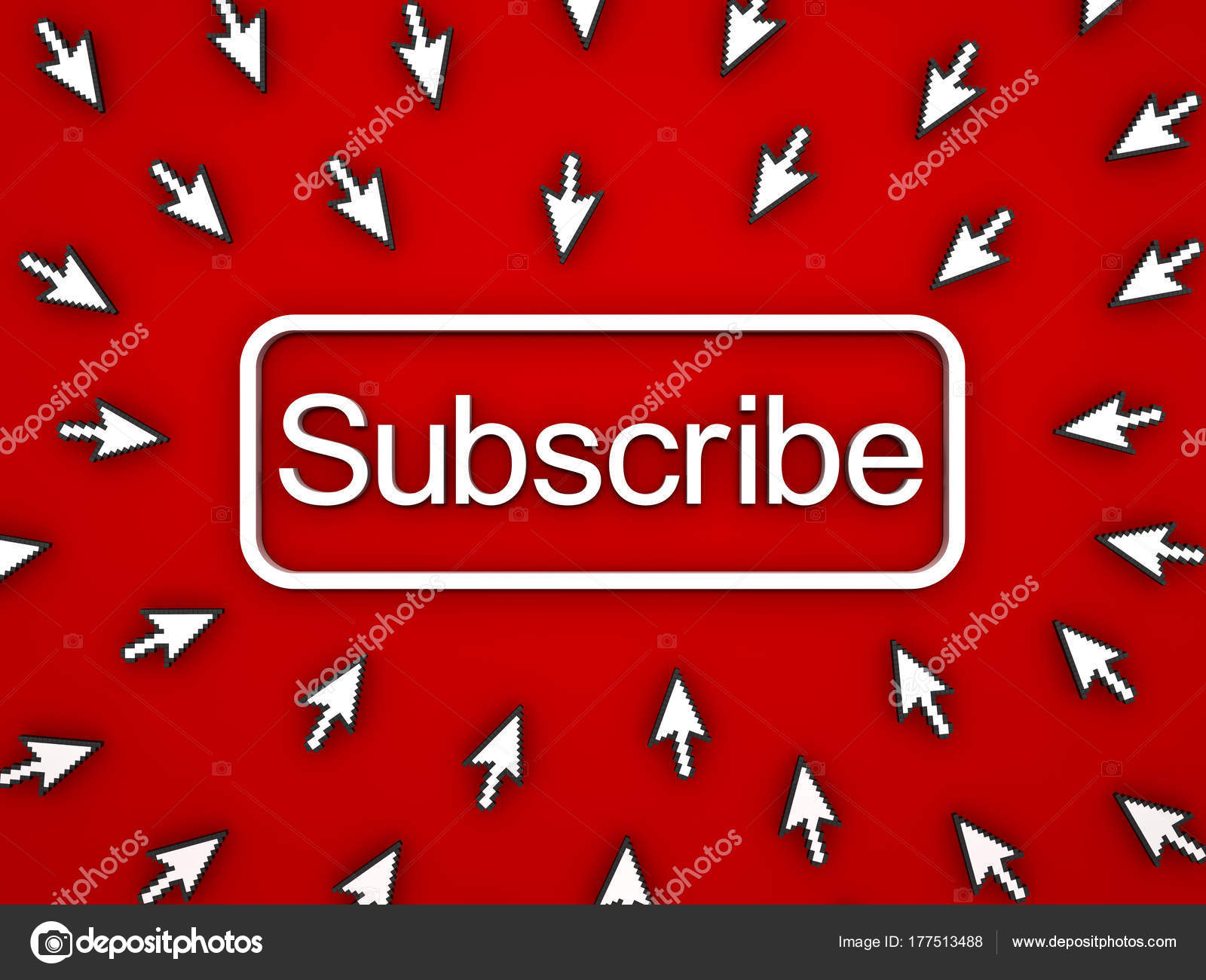 Subscribe Button Many Computer Arrow Cursors Red Background Rendering ...