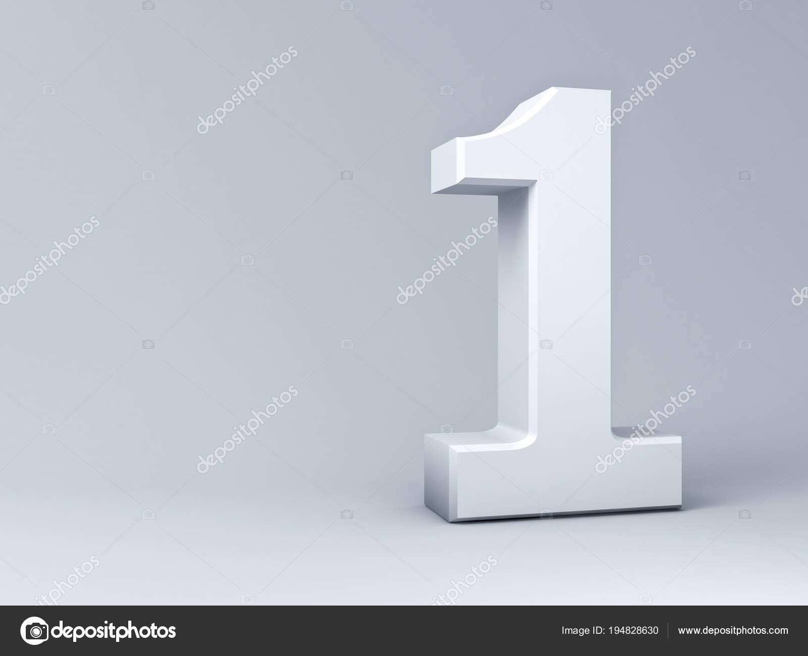 White Number One Gray Background Blank Space Rendering Stock Photo by ...